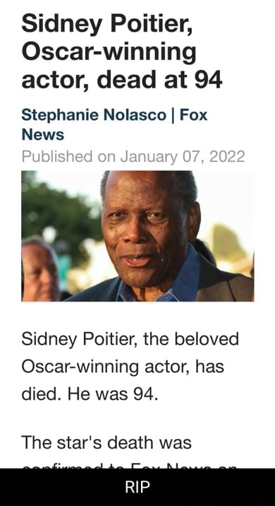 Sidney Poitier, Oscar-winning actor, dead at 94 Stephanie Nolasco I Fox News Published on ...