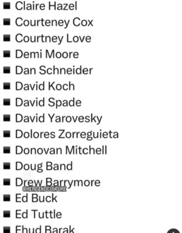 Claire Hazel Courteney Cox Courtney Love Dem Moore Dan Schneider David ...