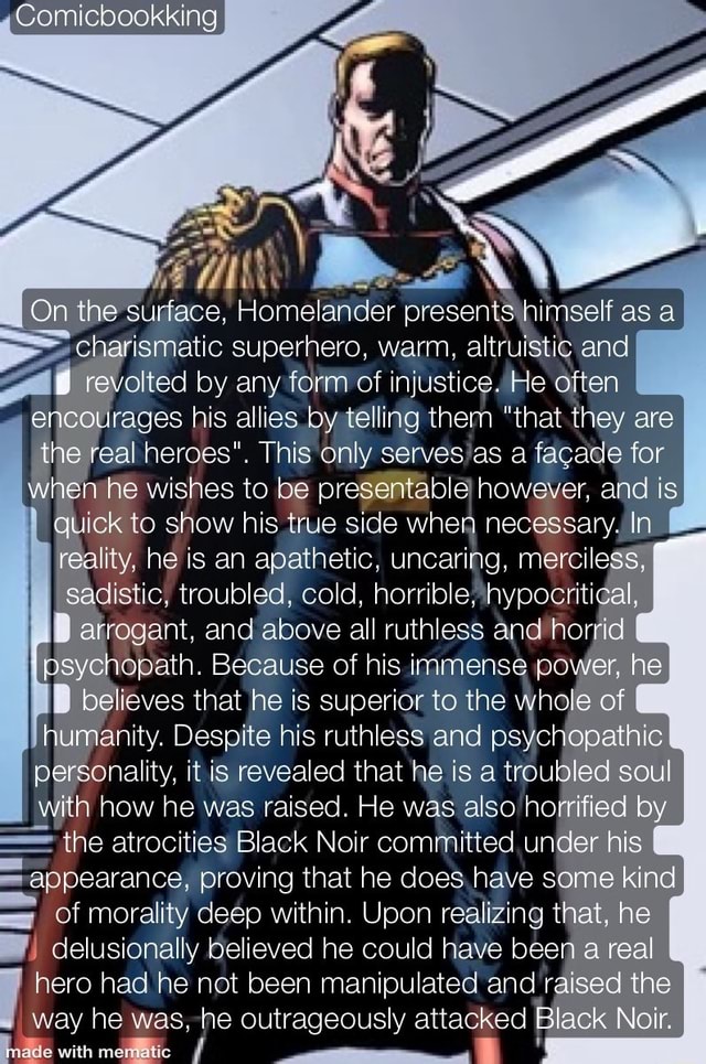 Comicbookking lI On the surface. Homelander presents himself as a ...