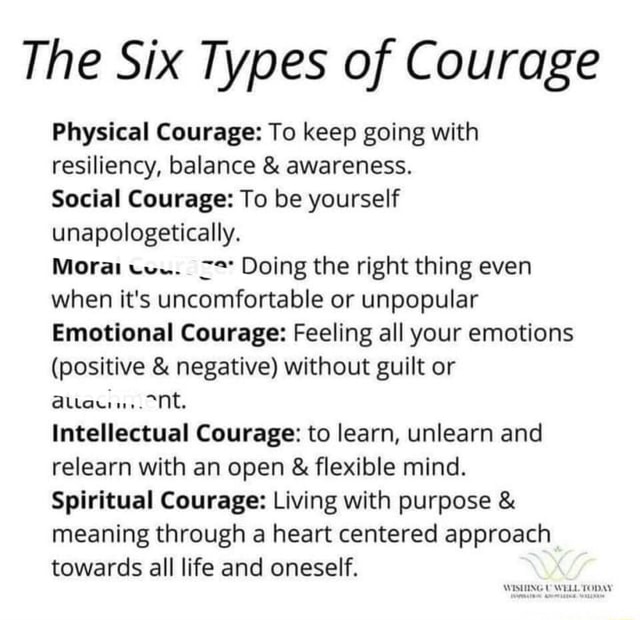 The Six Types of Courage Physical Courage: To keep going with ...