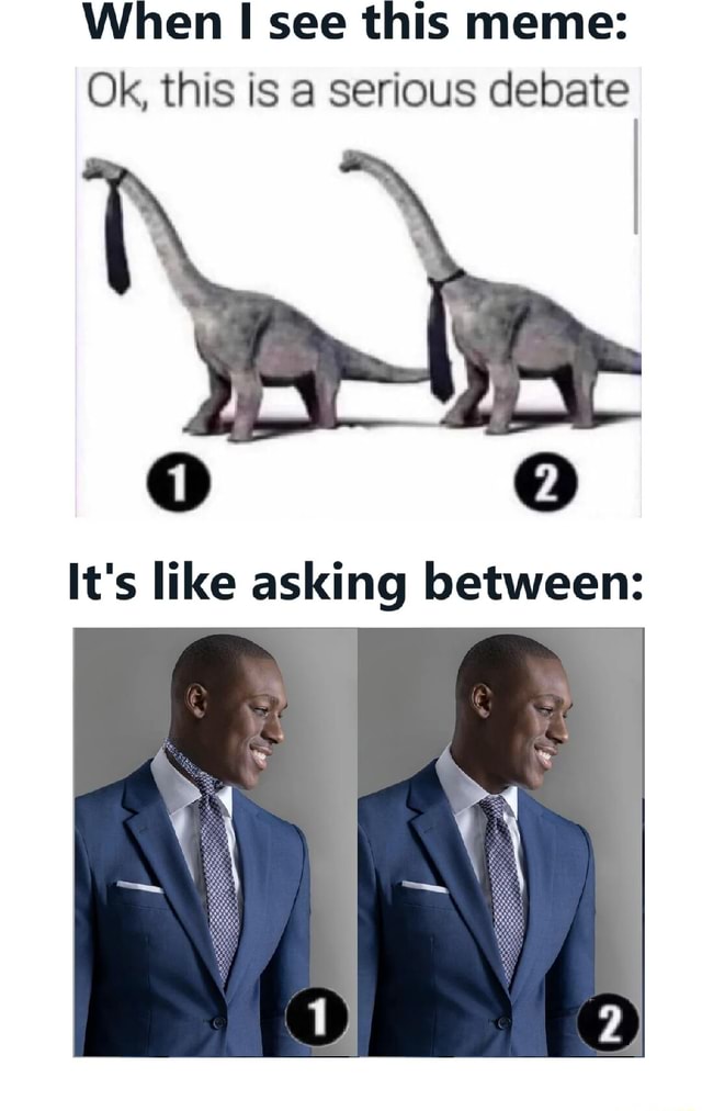 When I see this meme: Ok, this is a serious debate I I ab 2 It's like ...