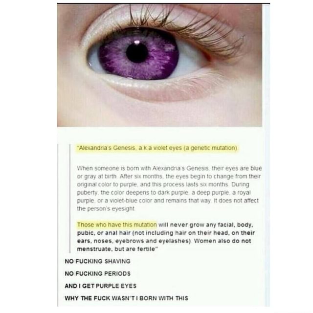 "Alexandria's Genesis. .a violet eyes (a genetic mutation) When someone ...