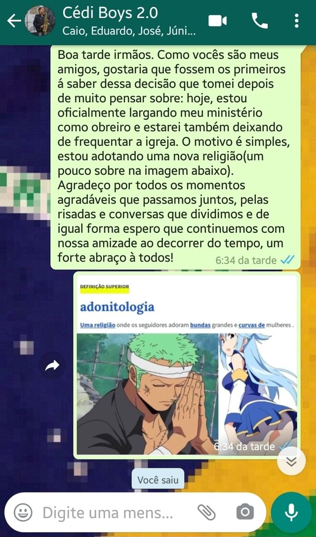 Cédi Boys 2.0 Caio, Eduardo, José, Júni... Boa tarde irmãos. Como vocês ...