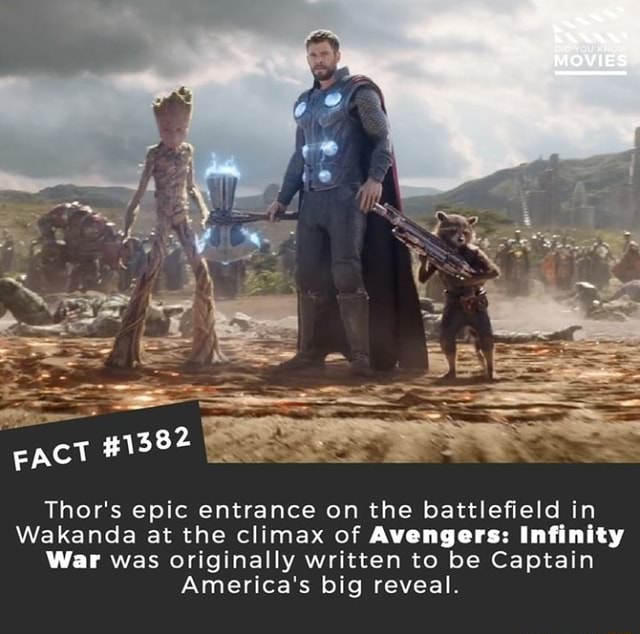 Thor's epic entrance on the battleﬁeld in Wakanda at the climax of ...