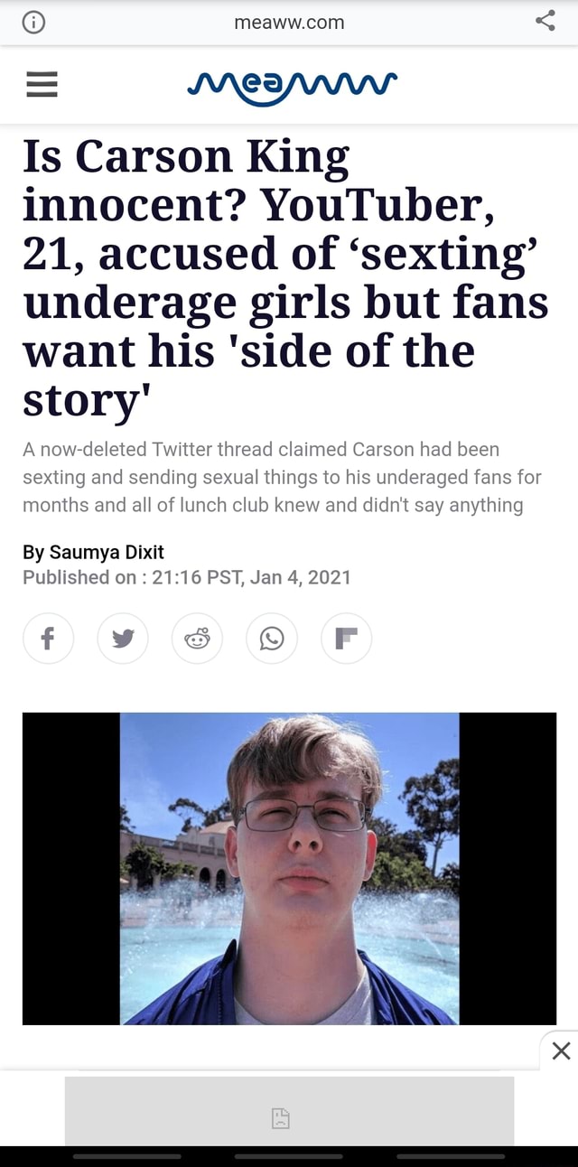 Is Carson King innocent? YouTuber, 21, accused of 'sexting' underage ...