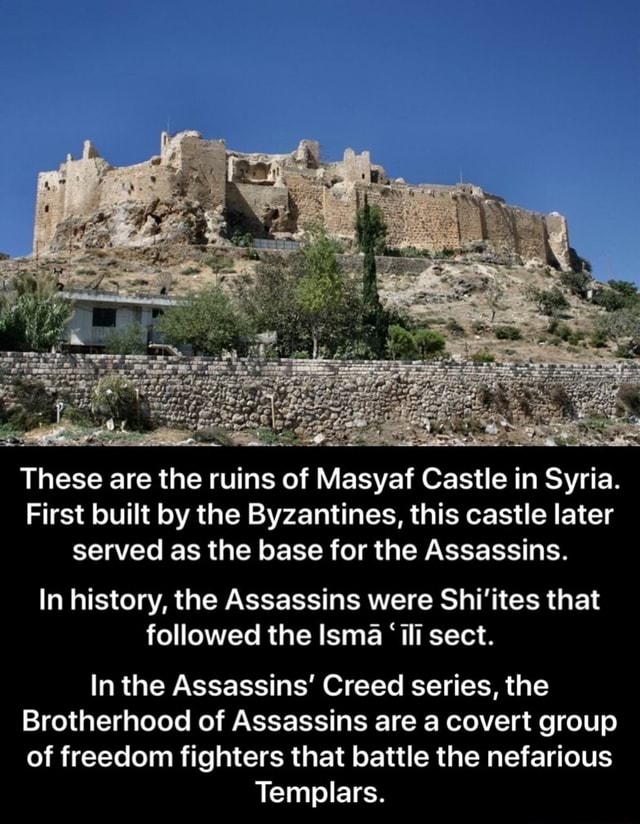 O Pee These are the ruins of Masyaf Castle in Syria. First built by the ...