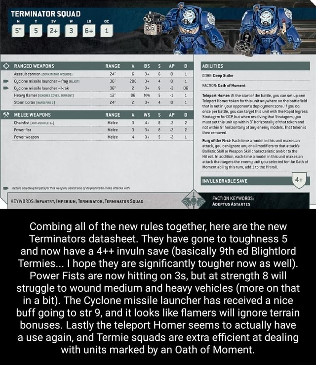 CORE: Deep Strike FACTION: Oath of Moment Teleport Homer TERMINATOR ...