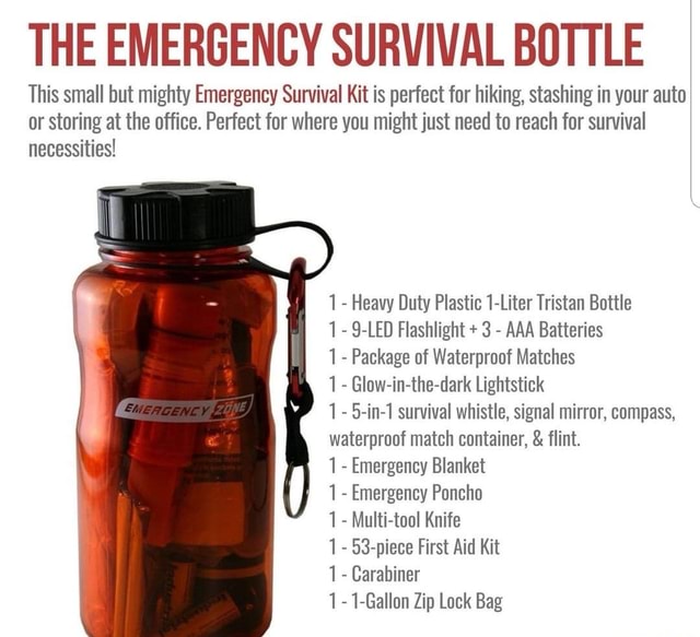 THE EMERGENCY SURVIVAL BOTTLE This small but mighty Emergency Survival ...