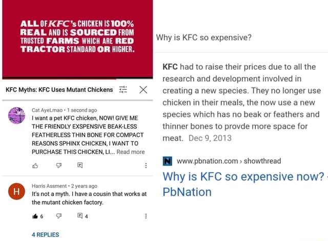 ALL KFC's CHICKEN IS1OO% REAL AND IS SOURCED FROM TRUSTED FARMS REAL IS ...