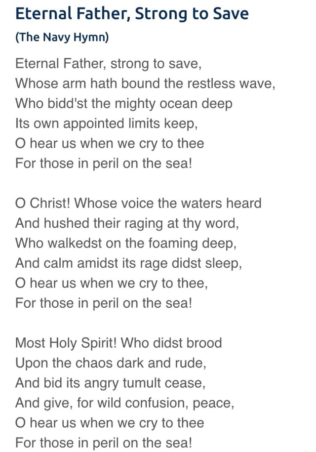Eternal Father, Strong to Save (The Navy Hymn) Eternal Father, strong ...