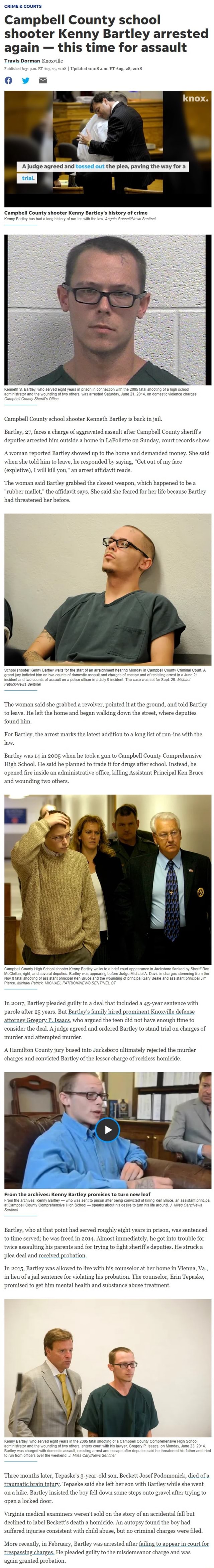 CRIME COURTS Campbell County school shooter Kenny Bartley arrested ...