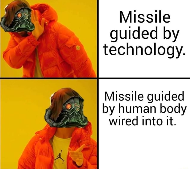 Missile guided by technology. Missile guided by human body wired into ...