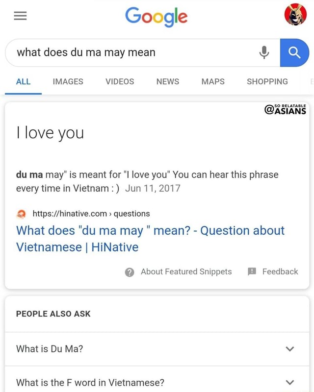 Google what does du ma may mean ALL IMAGES VIDEOS NEWS MAPS SHOPPING ...