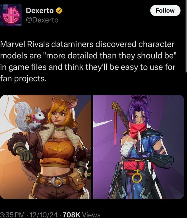 Follow Dexerto @Dexerto Marvel Rivals dataminers discovered character ...