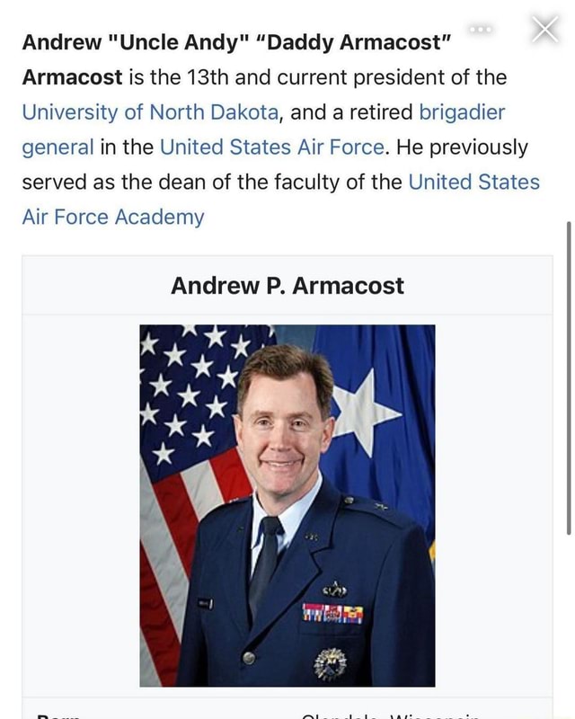 Andrew "Uncle Andy" "Daddy Armacost" Armacost is the 13th and current ...