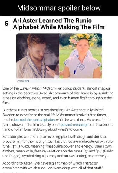 Midsommar spoiler below 5, Ari Aster Learned The Runic Alphabet While ...