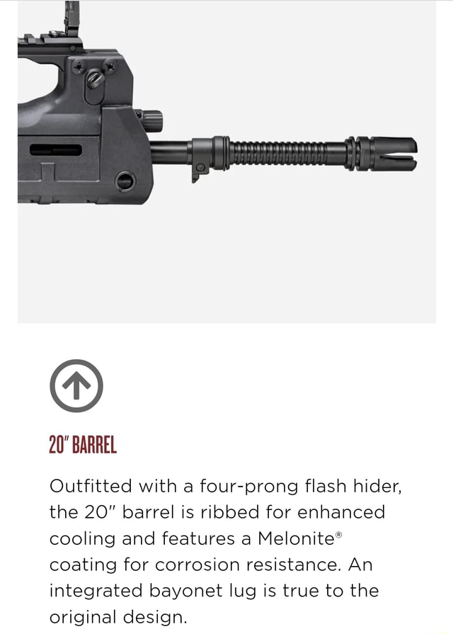 20" BARREL Outfitted with a four-prong flash hider, the 20" barrel is ...
