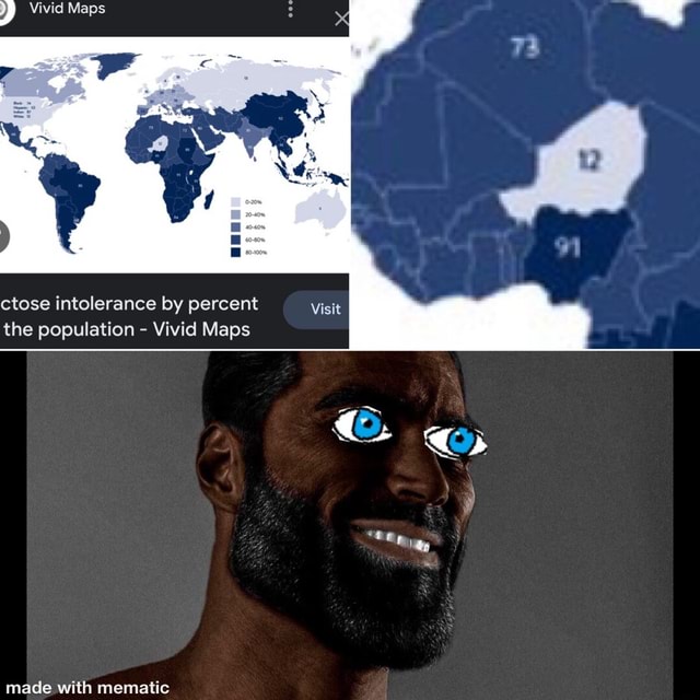 Vivid Maps ctose intolerance by percent the population - Vivid Maps ...