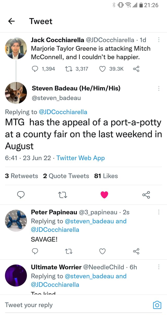 Al Tweet Jack Cocchiarella @JDCocchiarella Marjorie Taylor Greene is ...