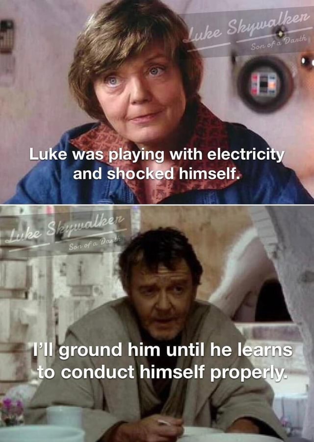 Luke was playing with electricity and shocked himself. I ground him ...