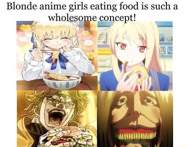 Blonde anime girls eating food is such a wholesome concept! lee concep ...