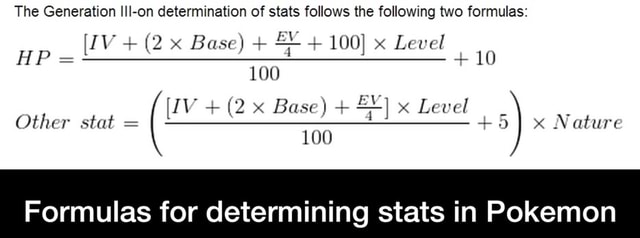 Formulas for determining stats in Pokemon - )