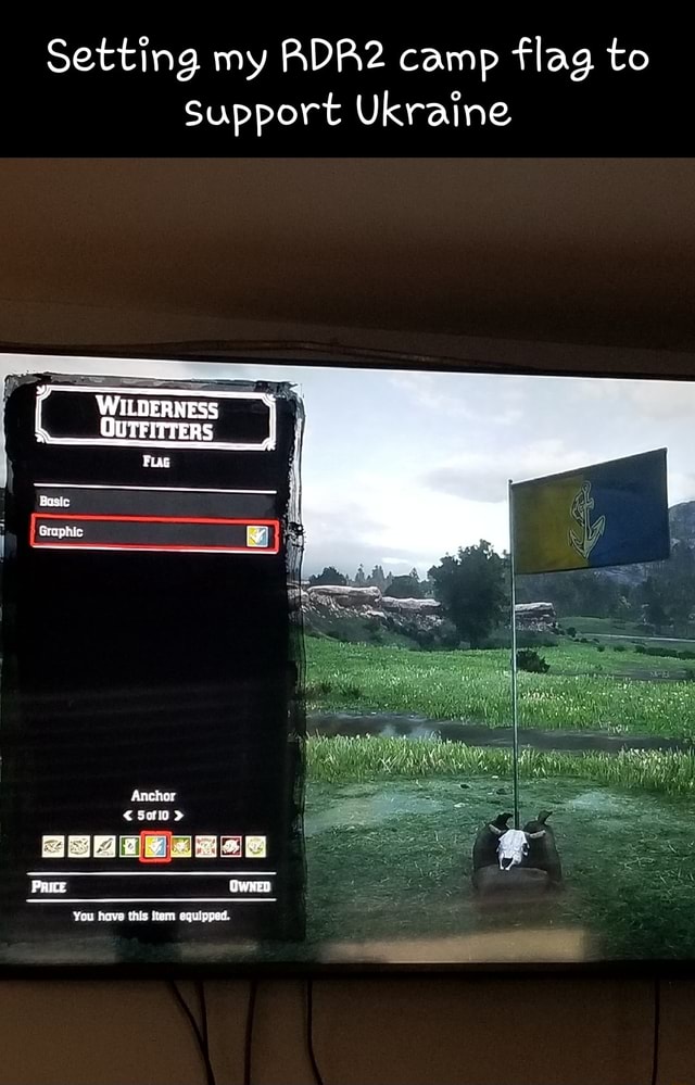 Setting my RDR2 camp flag to Support Ukraine WILDERNESS OUTFITTERS FLaG ...