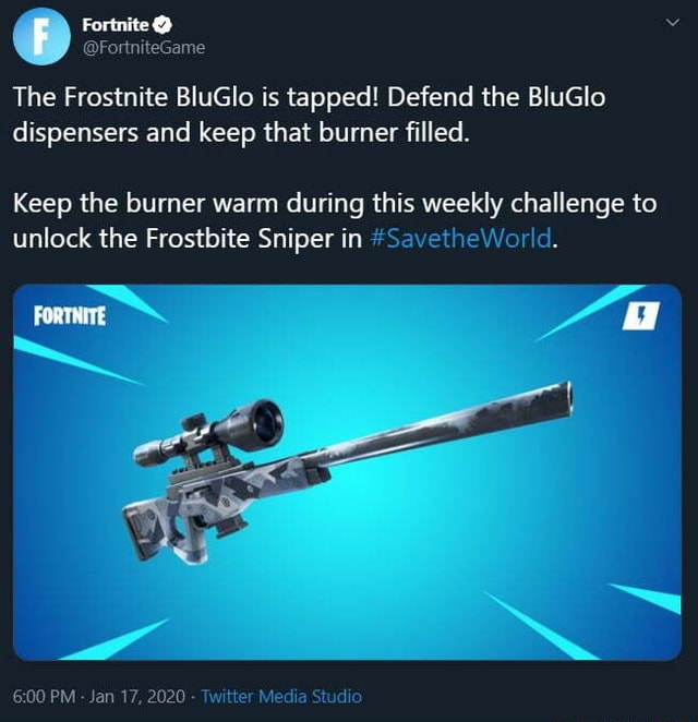 Fortnite Y The Frostnite BluGlo is tapped! Defend the BluGlo dispensers ...
