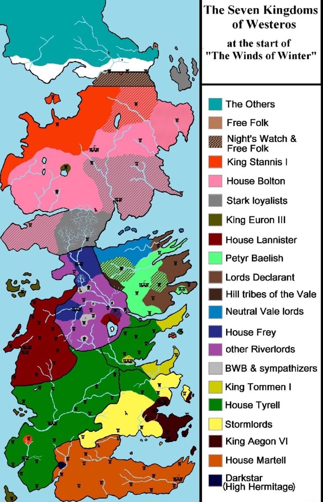 The Seven Kingdoms of Westeros at the start of "The W inds of W'inter ...