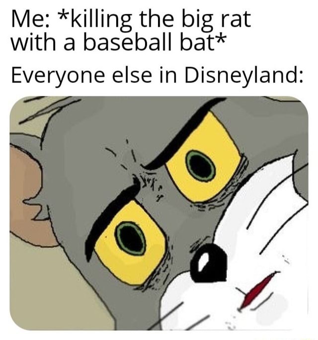 Me: *killing the big rat with a baseball bat* Everyone else in ...