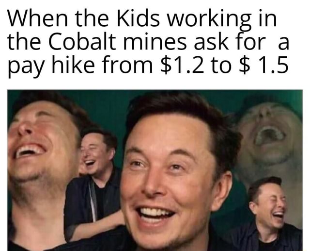 When the Kids working in the Cobalt mines ask for a pay hike from $1.2 ...