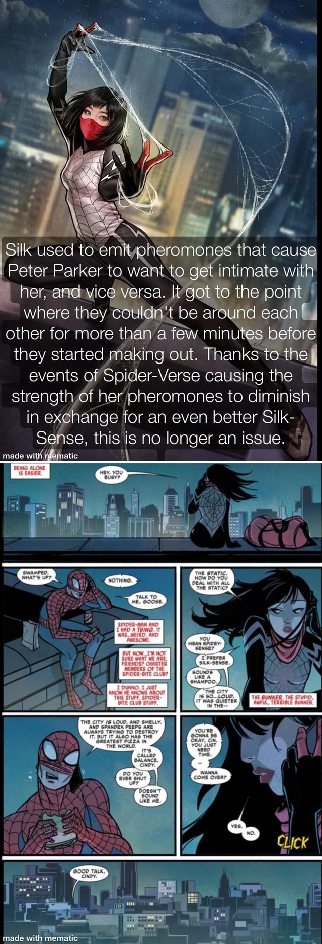 Silk used to emit pheromones that cause Peter Parker to want to get ...