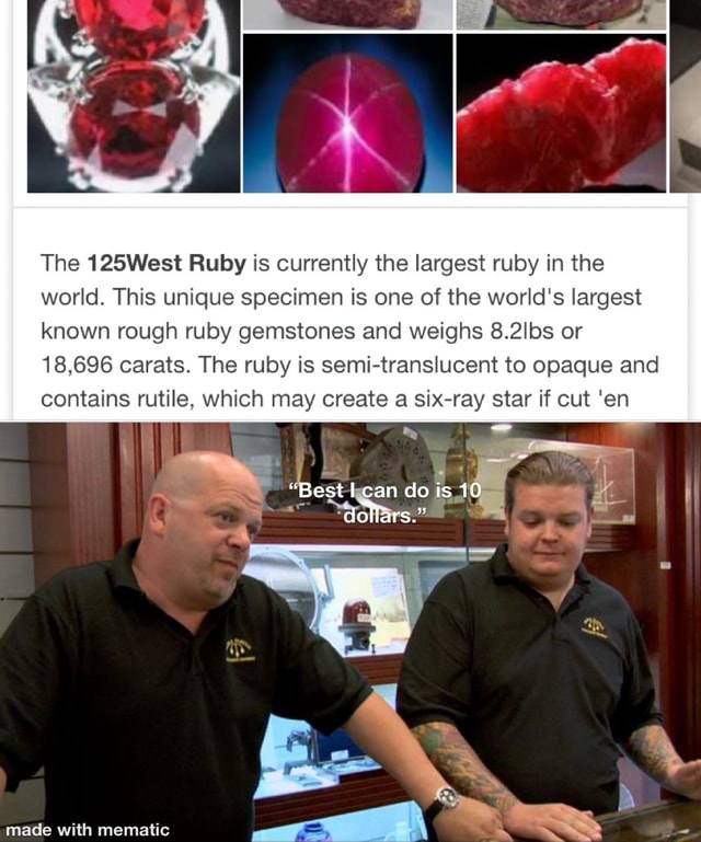The 125West Ruby is currently the largest ruby in the world. This ...