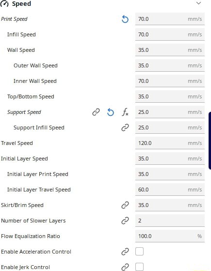 (4) Speed Print Speed Infill Speed Wall Speed Outer Wall Speed Inner ...