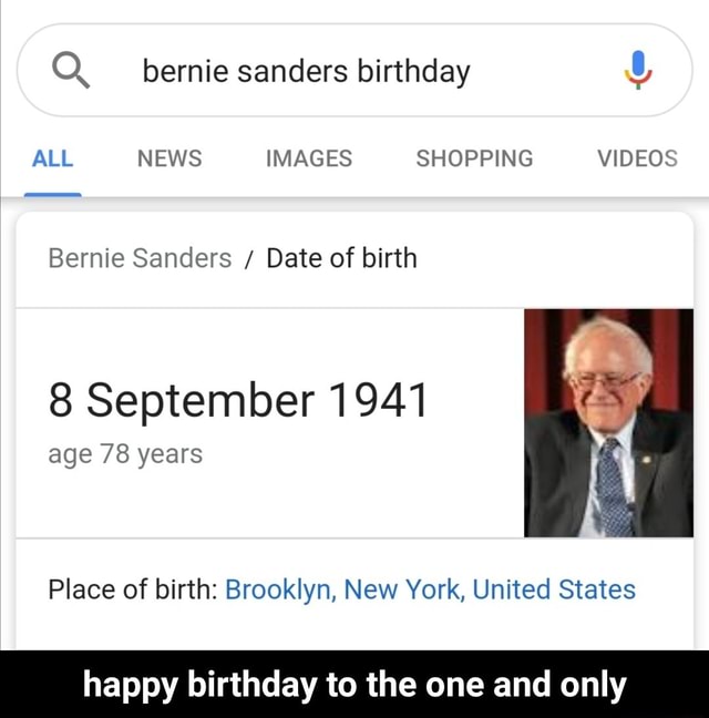 Q bernie sanders birthday .!; Bernie Sanders / Date of birth 8 ...