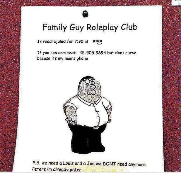 Family Guy Roleplay Club Isreschejuled for at HOP Tf you can com text ...