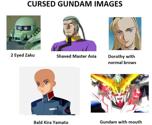 CURSED GUNDAM IMAGES 2 Eyed Zaku Shaved Master Asia Dorothy with normal ...