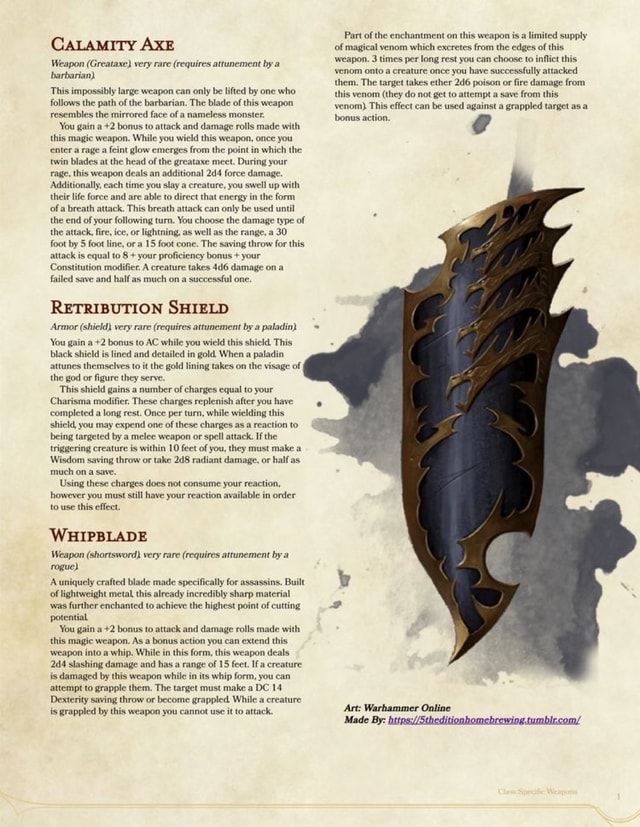 CALAMITY AXE Weapon (Greataxe) very rare (requires attunement by a ...