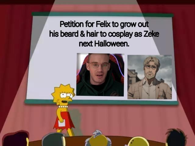 Petition for Felix to grow out his beard & hair to cosplay as Zeke next ...