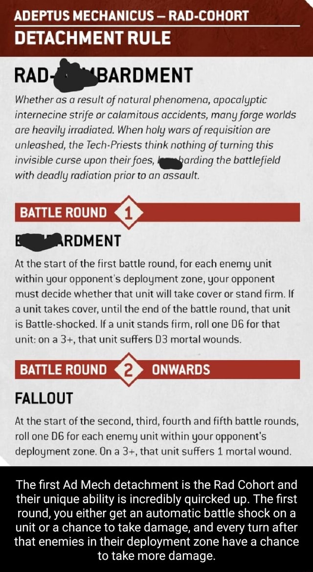 ADEPTUS MECHANICUS RAD-COHORT DETACHMENT RULE "BARDMENT Whether as a ...