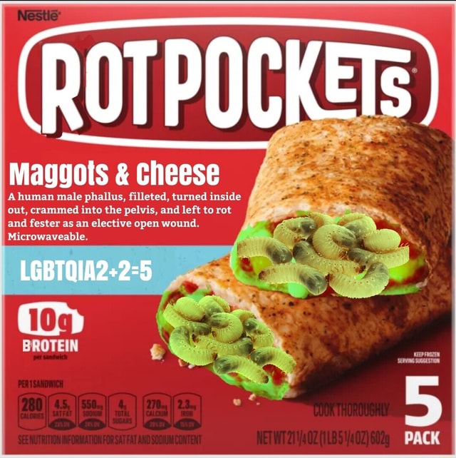 ROTPOCKETs Maggols & Cheese human male phallus, filleted, turned inside ...