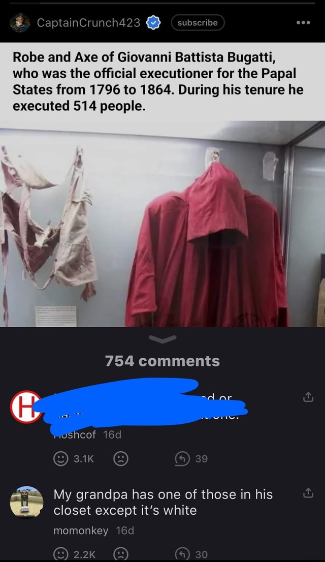 CaptainCrunch423 (subscribe Robe and Axe of Giovanni Battista Bugatti ...