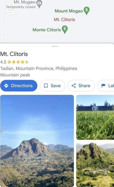 Mt. Mugaw Temporarily closed Mount Mogao Mt. Clitoris Monte Clitoris Mt ...
