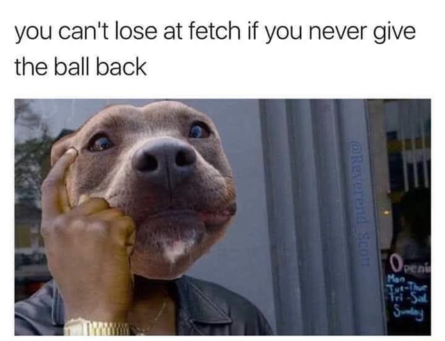 You can't lose at fetch if you never give the ball back - )