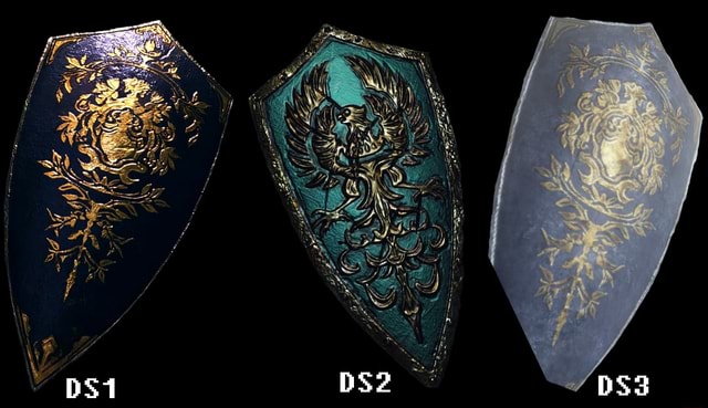 In-game screenshots of shields in the Dark Souls trilogy, each was ...