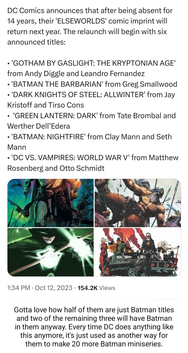 DC Comics announces that after being absent for 14 years, their ...