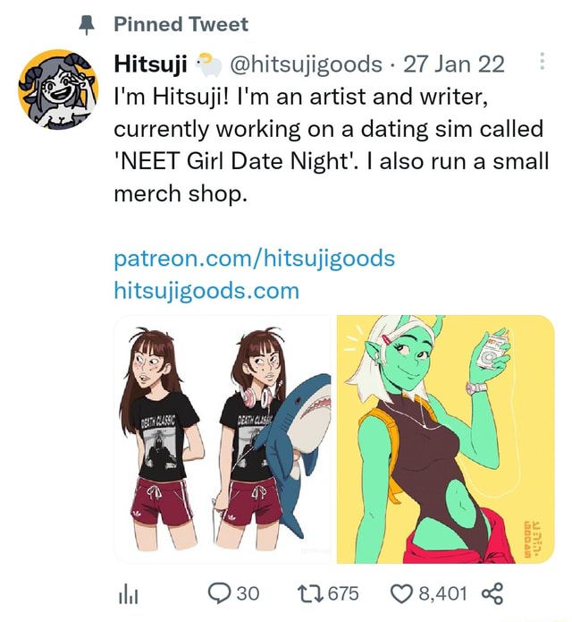 Pinned Tweet Hitsuji @hitsujigoods 27 Jan 22 I'm Hitsuji! I'm an artist ...