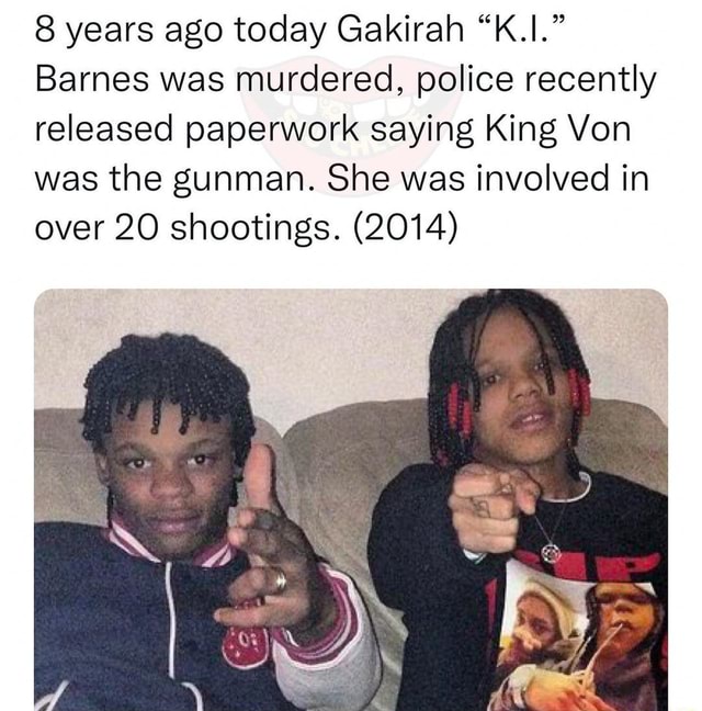 8 years ago today Gakirah "K.I." Barnes was murdered, police recently ...