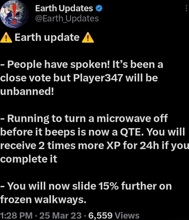 Earth Updates @ @Earth _Updates A Earth update A - People have spoken ...