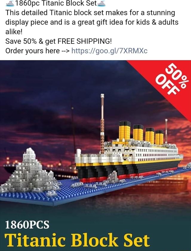 ;1860pc Titanic Block Set; This detailed Titanic block set makes for a ...
